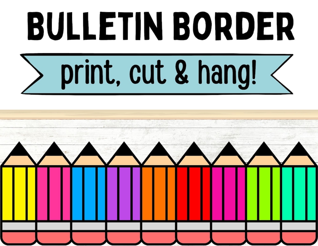 Pencil Theme Bulletin Border, Bulletin Board Border, Printable ...
