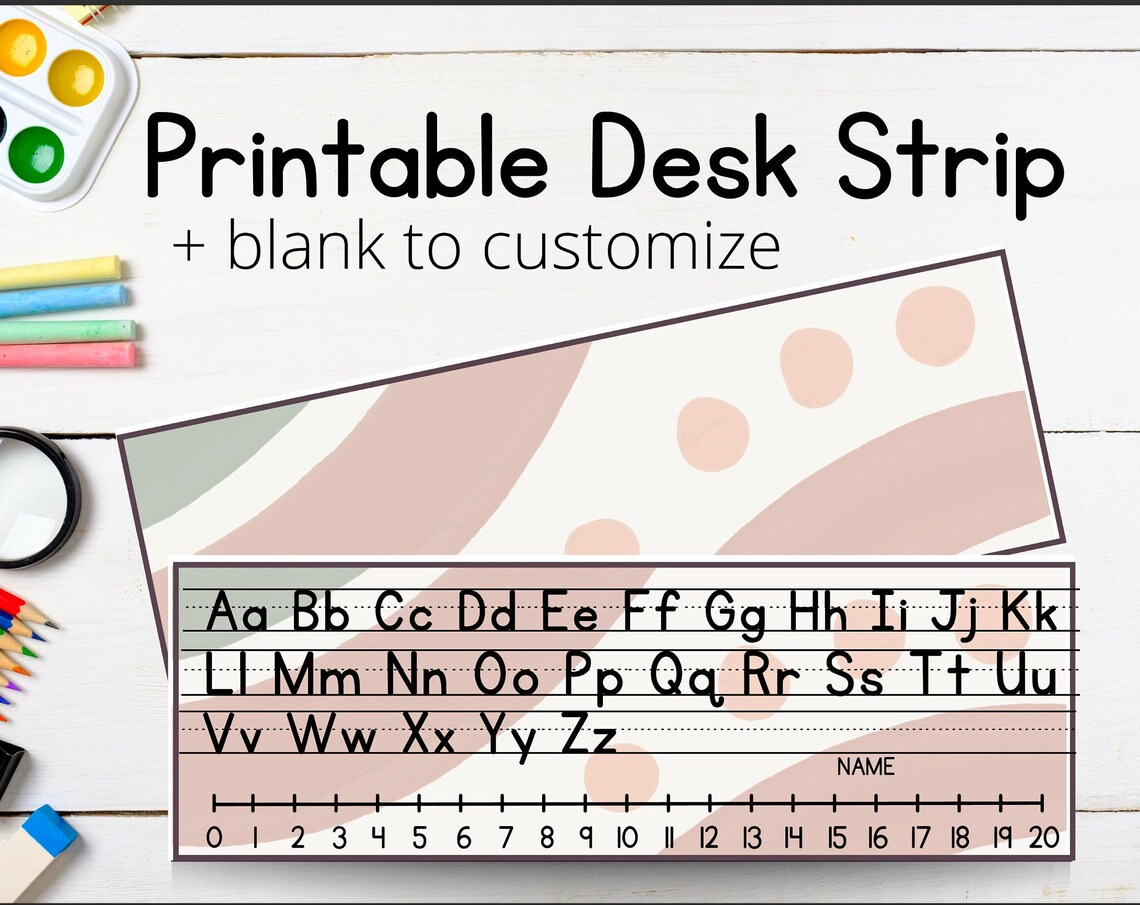 Boho Desk Strip With Alphabet, Number Line and Name, Classroom ...