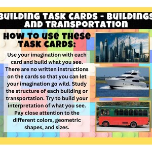 124 Building Task Cards Transportation & Buildings, PDF Printable Task ...