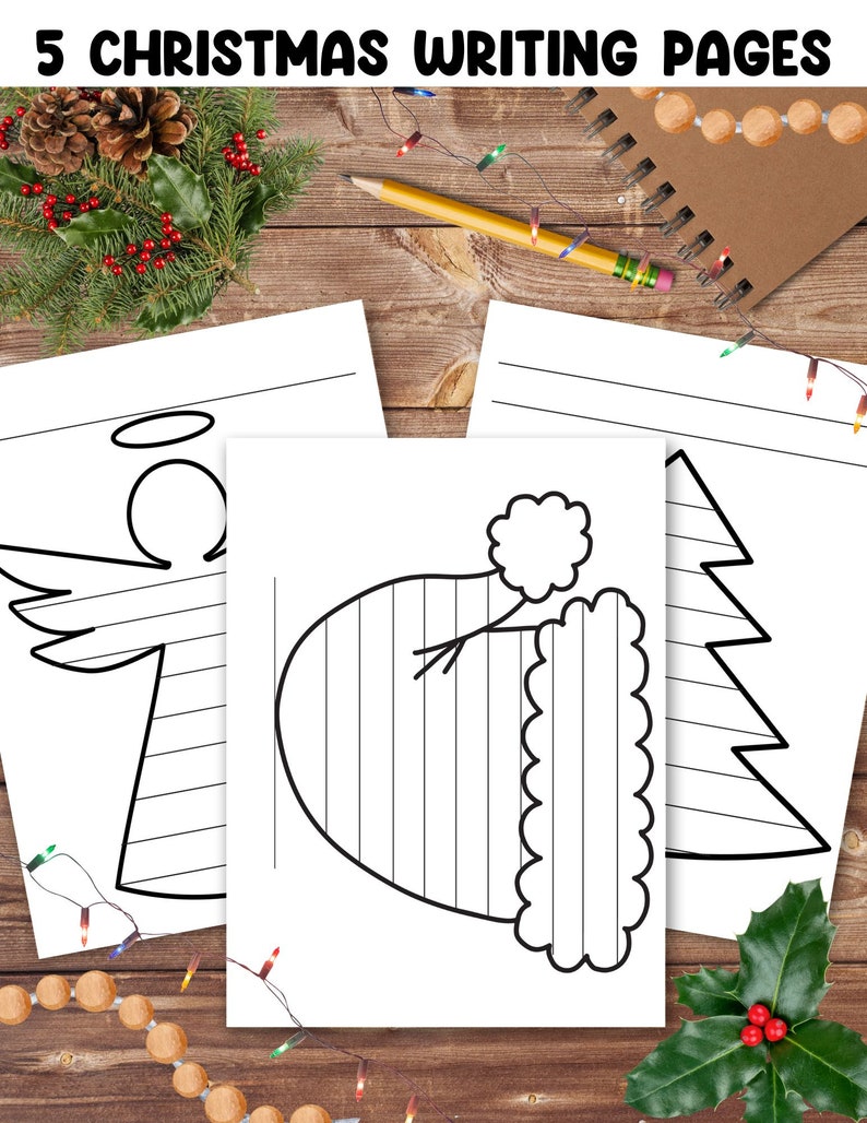 5 Christmas Writing Papers, Lined Paper, Printable Stationery, Primary ...