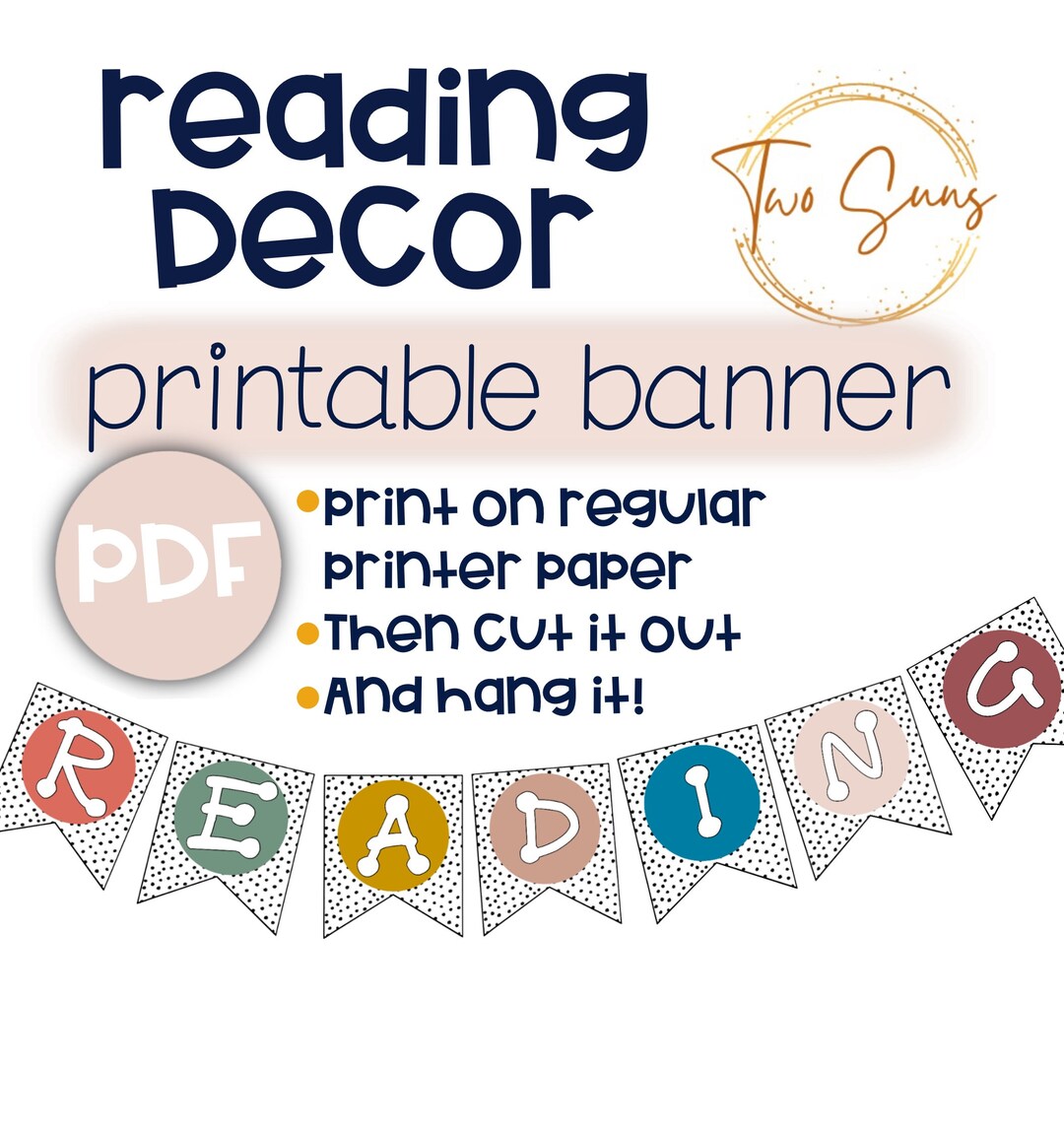 Reading Decor Printable Banner (PDF) - Etsy