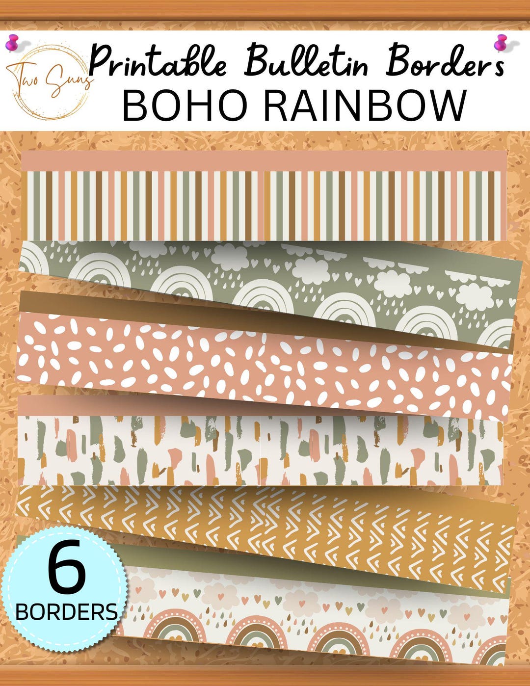 Boho Theme Classroom Bulletin Border, Printable Bulletin Board Border ...