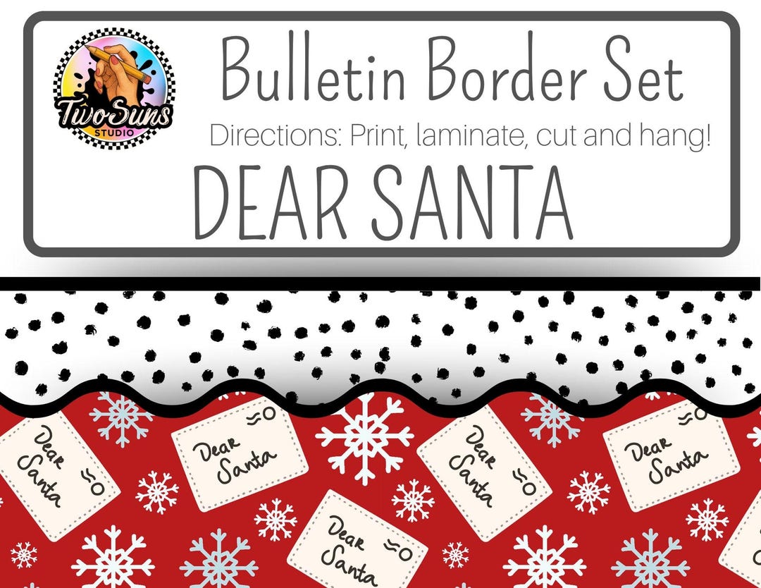 Dear Santa Bulletin Board Border Set, Holiday Classroom Decor (digital ...