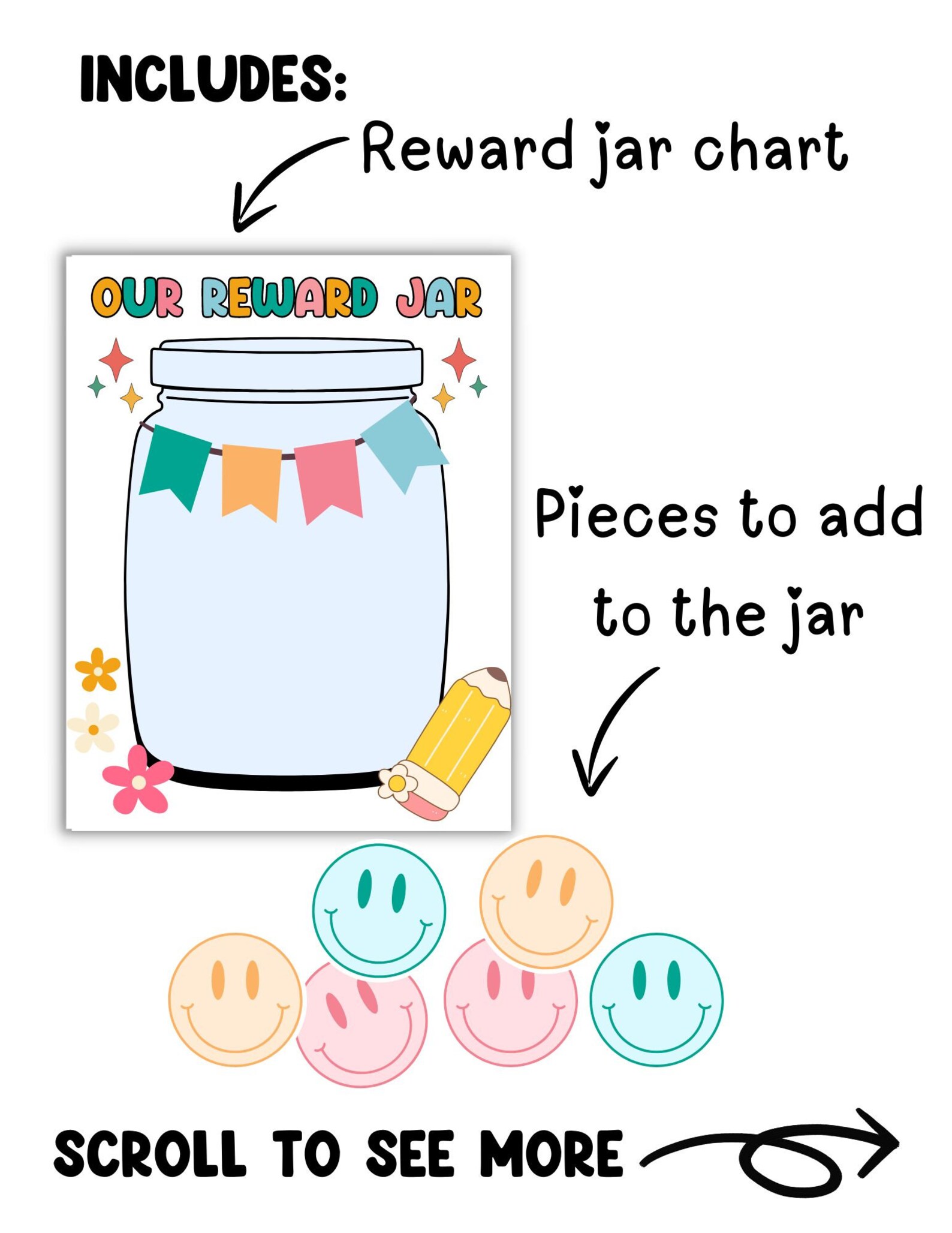 Groovy Smiles Classroom Reward Jar: Incentive Decor (digital Download ...