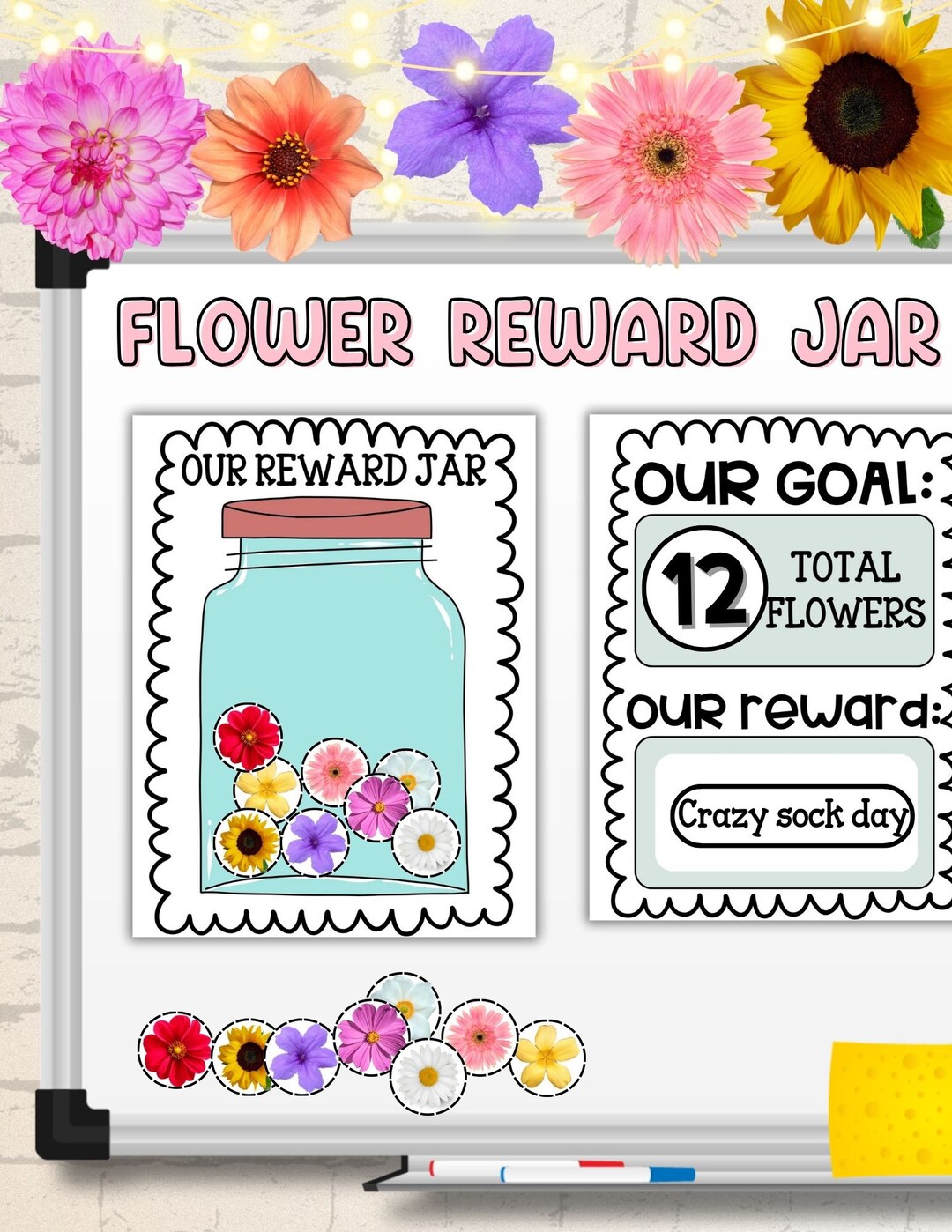 Spring Flowers Reward Jar, Classroom Rewards, Individual Student ...
