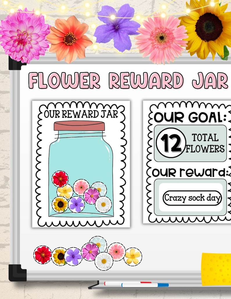 Spring Flowers Reward Jar, Classroom Rewards, Individual Student ...
