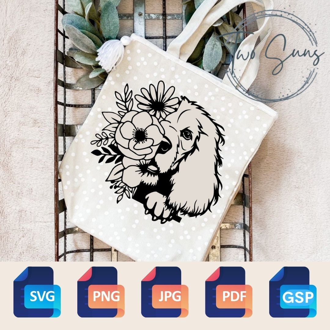 SVG File Floral Dog SVG Cut File Silhouette Cricut Cut - Etsy
