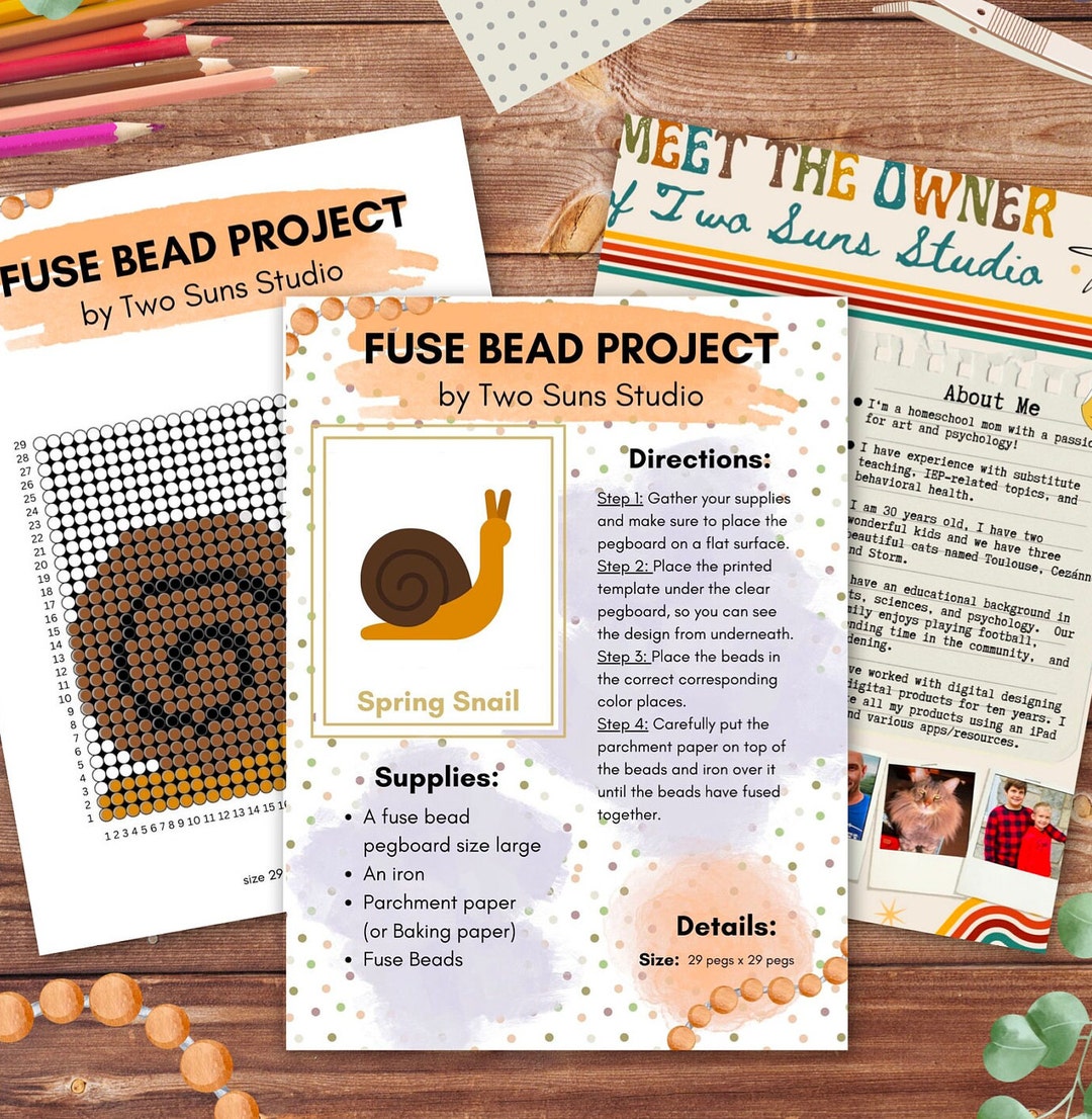 Snail Fuse Bead Pattern: Large Perler Pegboard Art Project (JPG) - Etsy