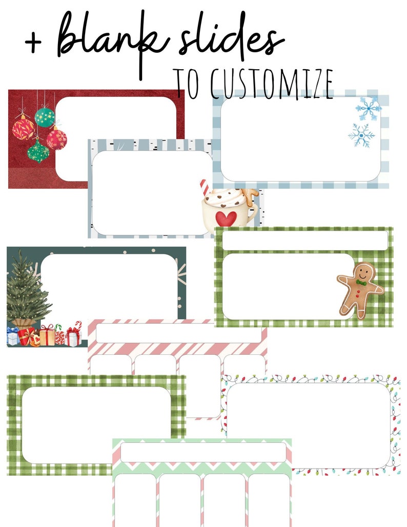 December Google Slides Template + Blanks to Customize, Boho Holiday ...