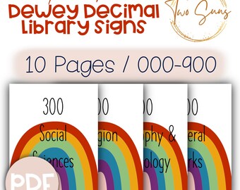 Dewey Decimal System Posters Printable PDF Classroom - Etsy