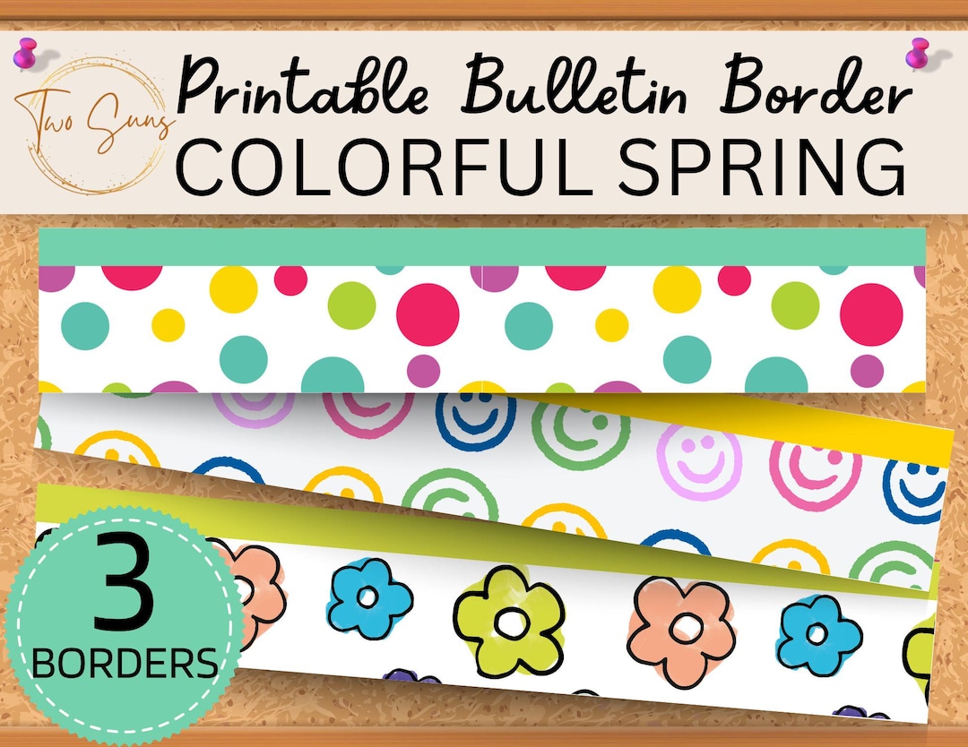 3 Spring Theme Classroom Bulletin Border, Printable Bulletin Board ...