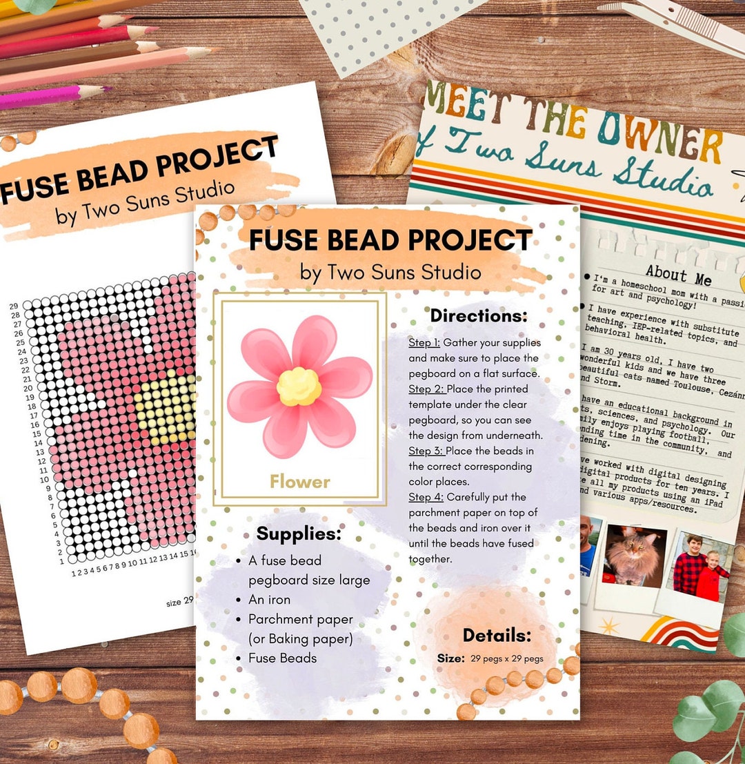 Flower Fuse Bead Pattern, Arts and Crafts, Art Project - Etsy