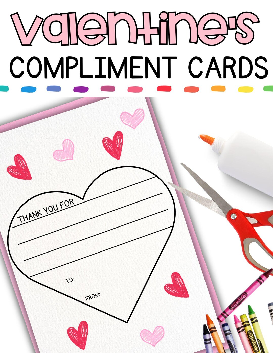 Valentine's Day Compliment Cards for Kids, Classroom Valentine's Day ...
