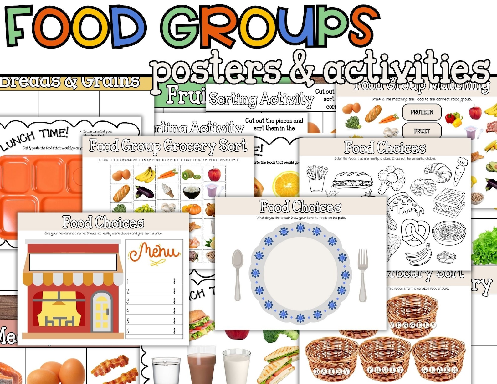 5 Food Group Posters & 7 Activities, Healthy Eating and Nutrition ...