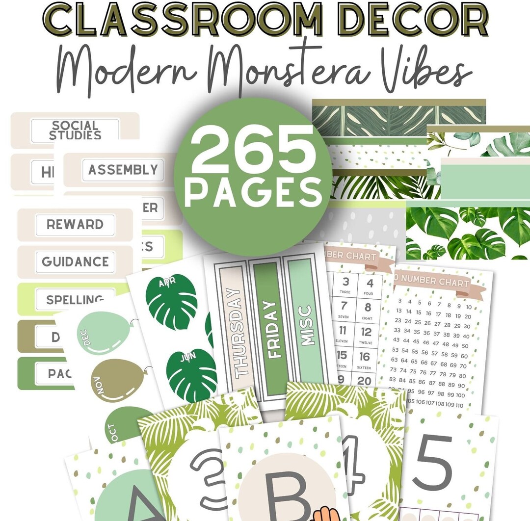 Monstera Classroom Decor Bundle: Modern Elementary Decor (PDF) - Etsy