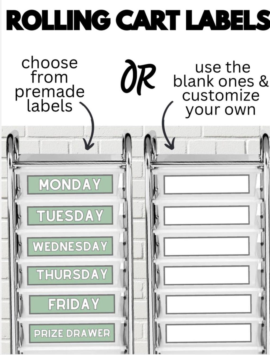 Mint Rolling Cart Labels: Classroom Organization (117 Labels) - Etsy