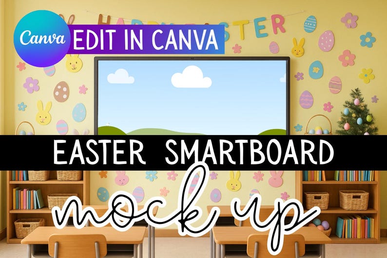 Easter Smart Board Mockup Canva Template: Teacher Resource (digital ...