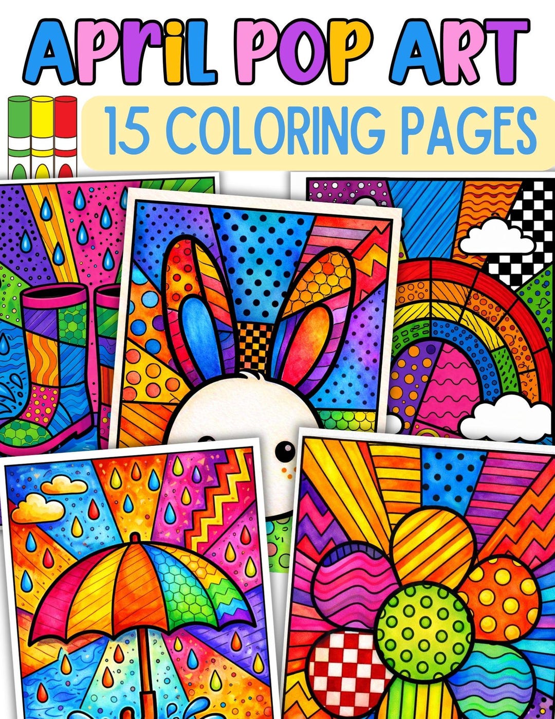 April Pop Art Coloring Pages | Spring Activities, No Prep Art Sub Plan ...