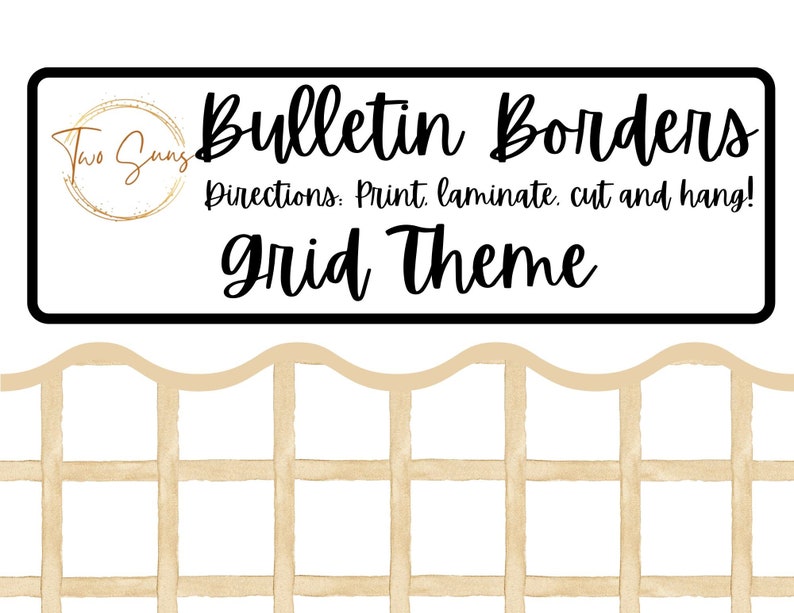 Grid Theme Bulletin Border, Bulletin Board Border, Printable Classroom ...