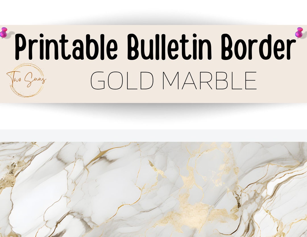 Gold Marble Print Spring Summer Theme Bulletin Border, Bulletin Board ...