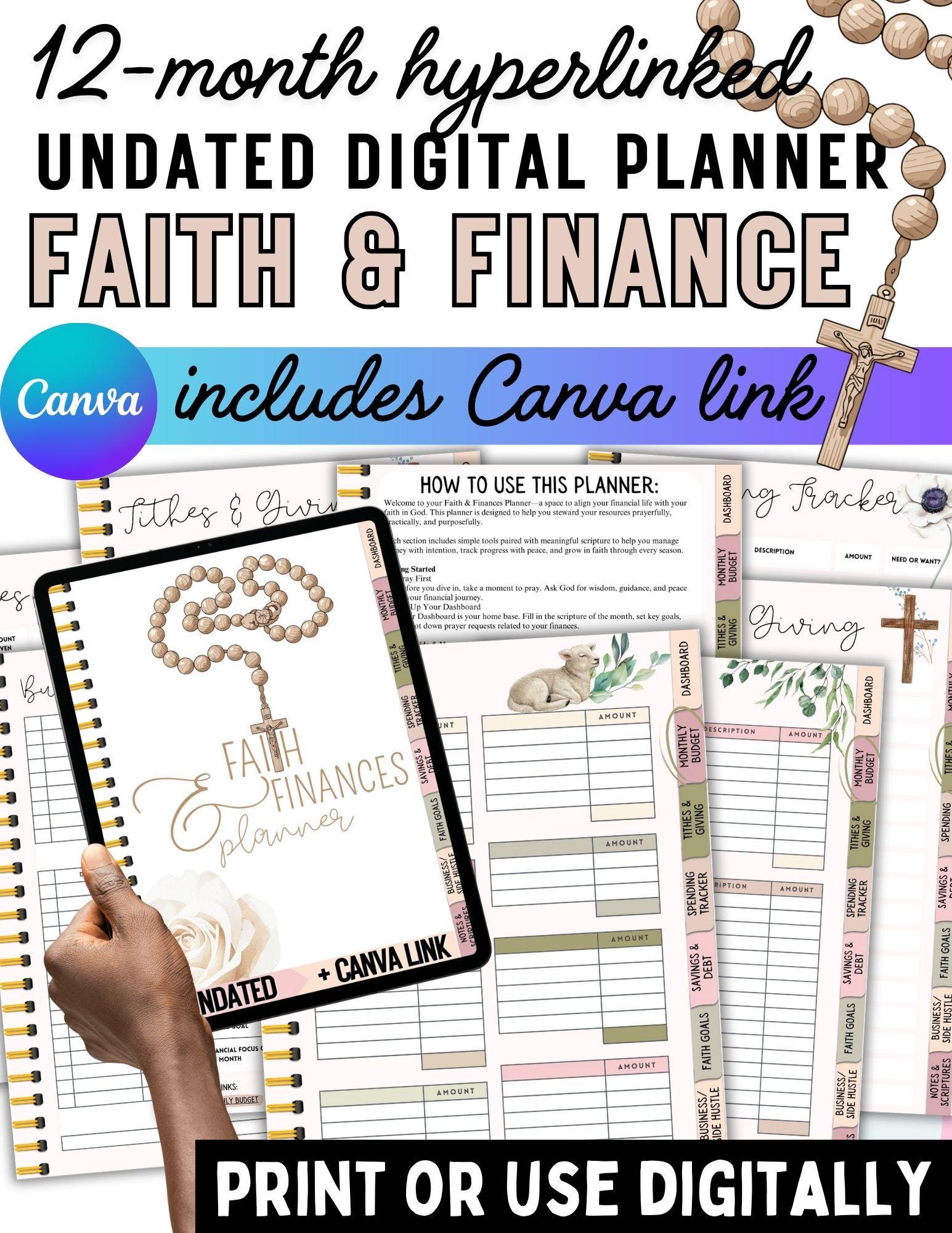 Christian Budget Planner | Faith & Finances, Tithing Tracker (printable ...
