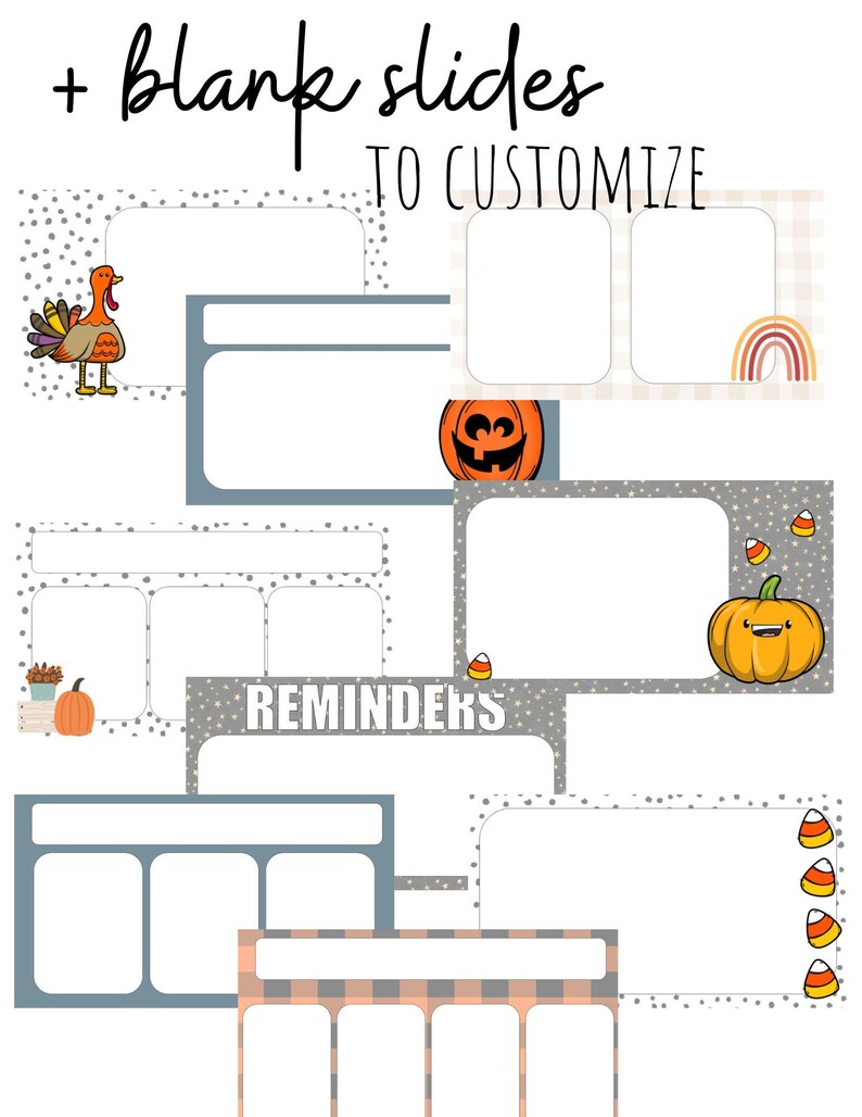 October Google Slides Template + Blanks to Customize, Boho Halloween ...
