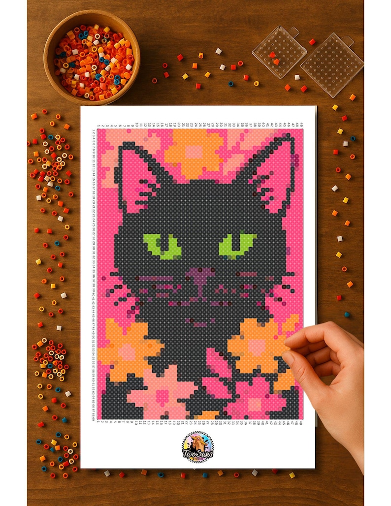 Black Cat Super Fuse Bead Pattern – Printed 11x17 Pattern | SUPER ...