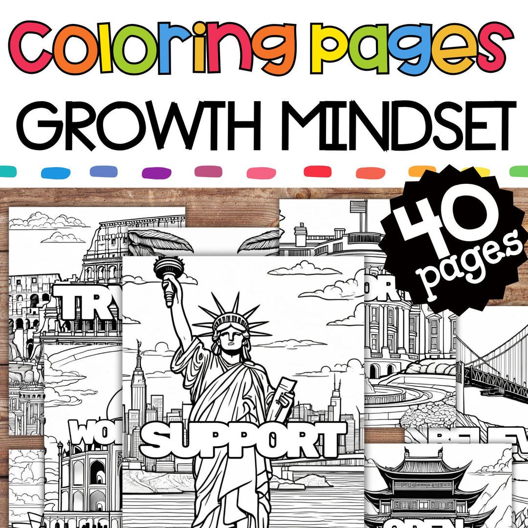 40 Pages Growth Mindset Coloring Art, Art Activity, PDF Printable for ...