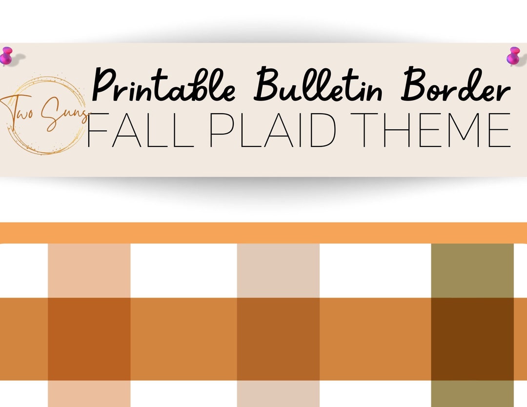 Fall Plaid Theme Bulletin Border, Bulletin Board Border, Printable ...