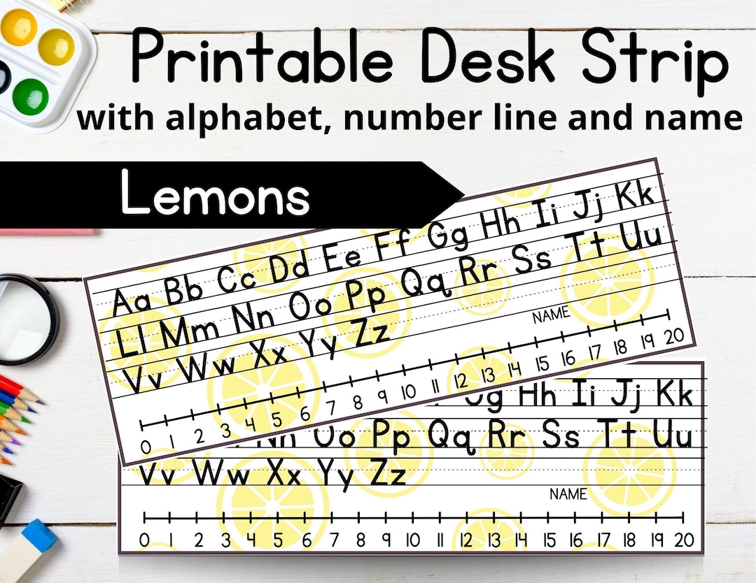 Lemon Theme Editable Desk Name Plates for Elementary | Alphabet, Number ...