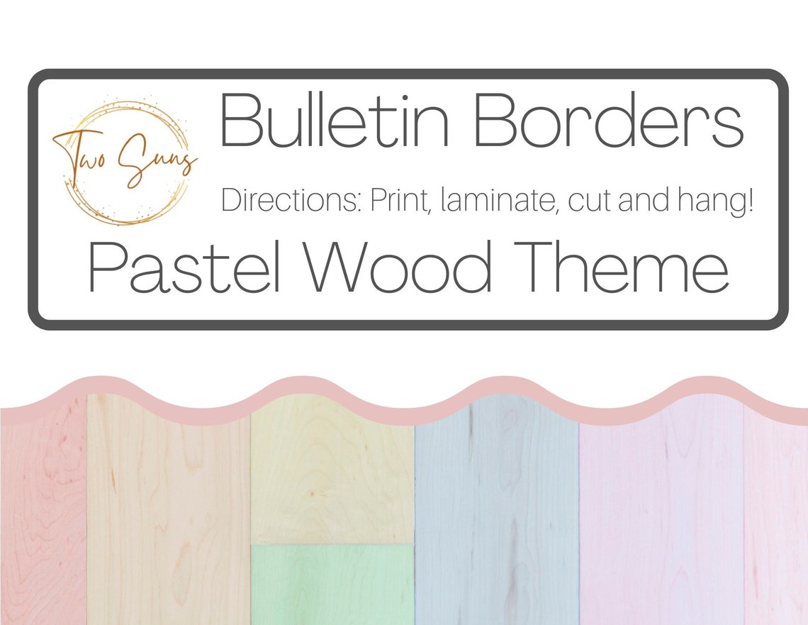 Pastel Wood Theme Bulletin Border, Bulletin Board Border, Printable ...