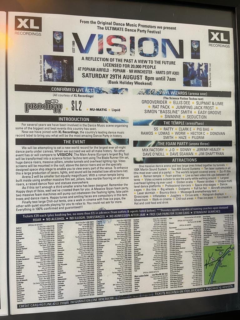 Vision Rave Flyer Poster 1992 (A2) - Etsy UK