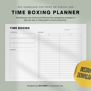 Time Boxing Template | Digital Download Planner | Digital Planner ...