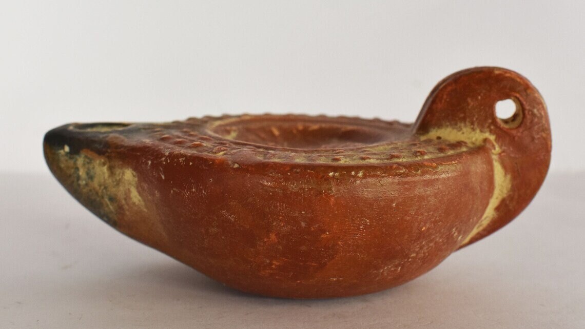 Ancient Greek Oil Lamp Athena, Goddess of Wisdom, Handicraft ...