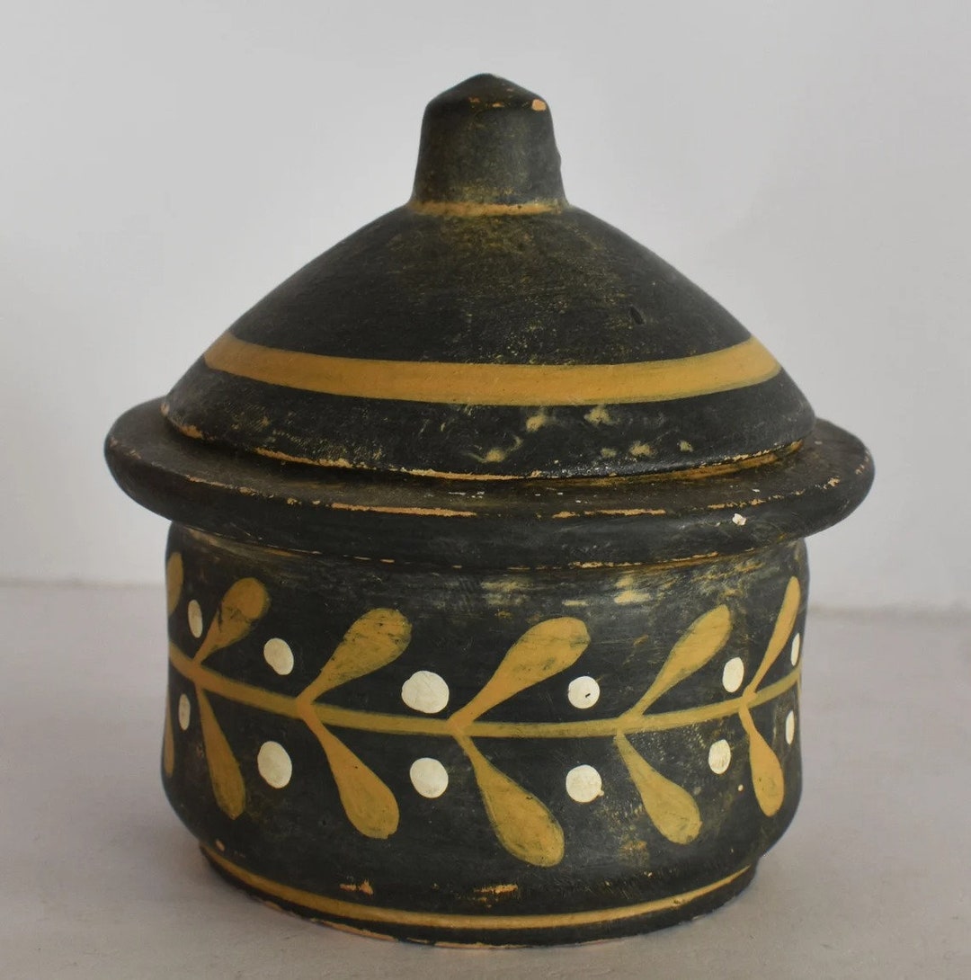 Pyxis Vessel With Painted Olive Branch - Cylindrical Box With a ...
