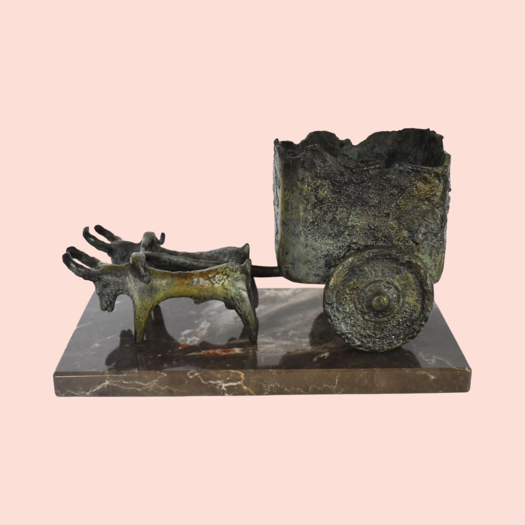 Two Oxen Yoked in a Pair Pull a Cart - Classic Period - Ancient Greece ...