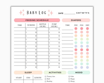 Newborn Daily Care Log, Breastfeeding Log, Baby Milestone Tracker ...