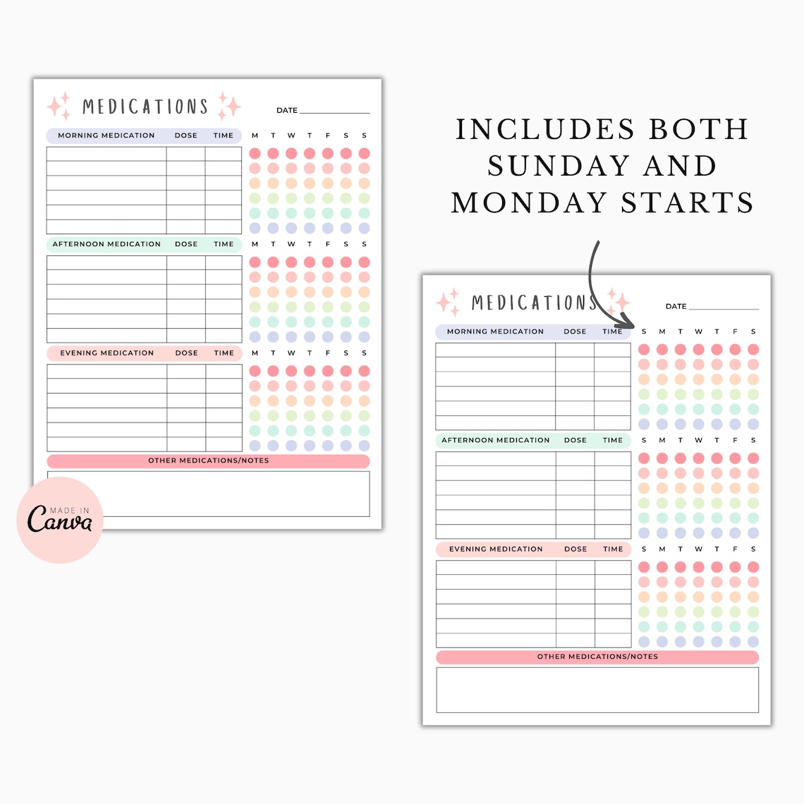 Medication Log Printable | Weekly Medicine Schedule | Vitamin Tracker ...