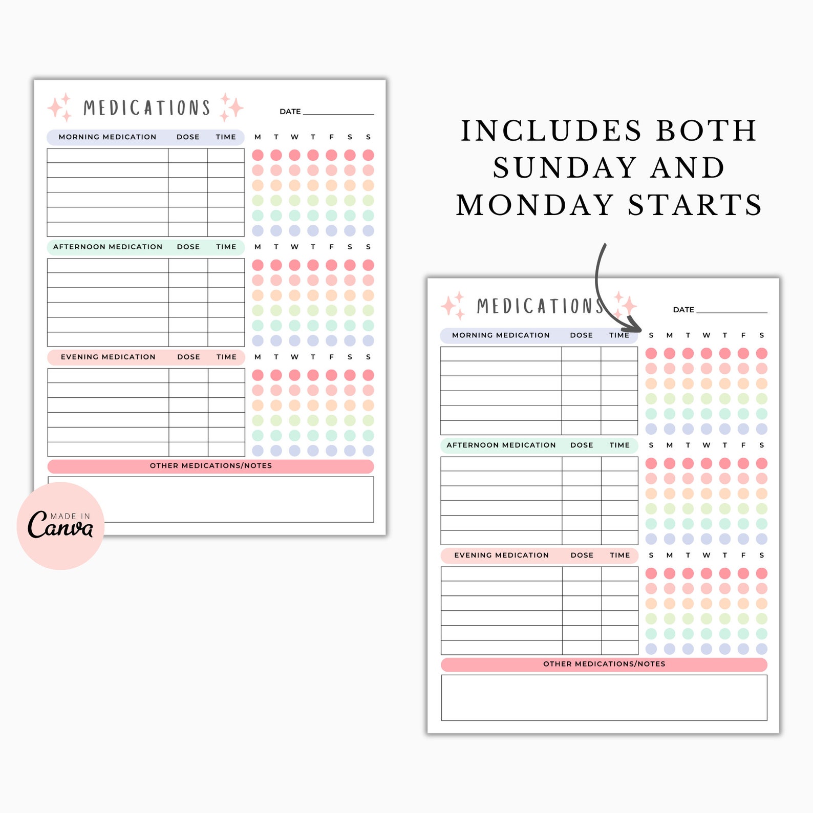 Medication Log Printable | Weekly Medicine Schedule | Vitamin Tracker ...