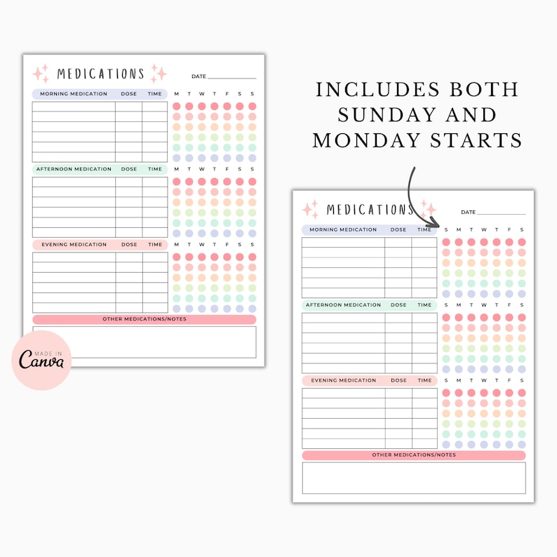 Medication Log Printable | Weekly Medicine Schedule | Vitamin Tracker ...