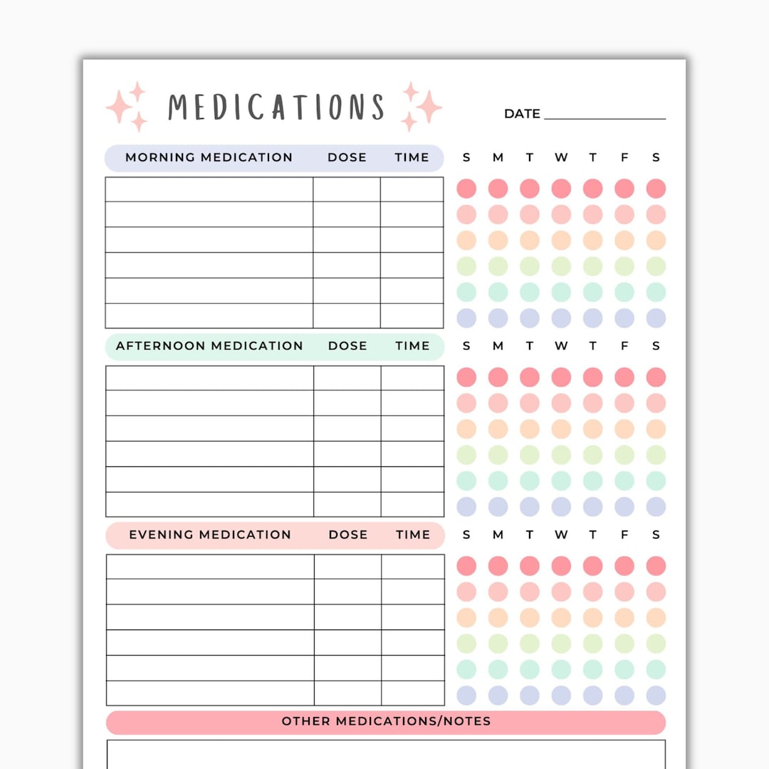 Medication Log Printable | Weekly Medicine Schedule | Vitamin Tracker ...