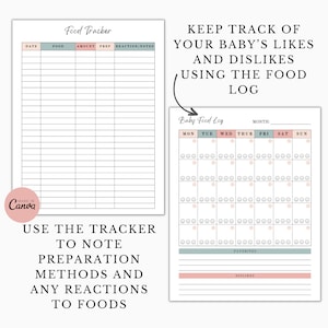 Baby Food Tracker Printable | First 100 Foods Checklist | Meal Planner ...