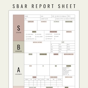 SBAR Nurse Sheet | Neutral Colors - Etsy