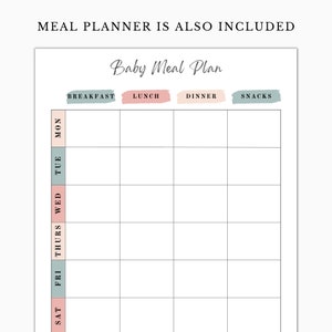 Baby Food Tracker Printable | First 100 Foods Checklist | Meal Planner ...