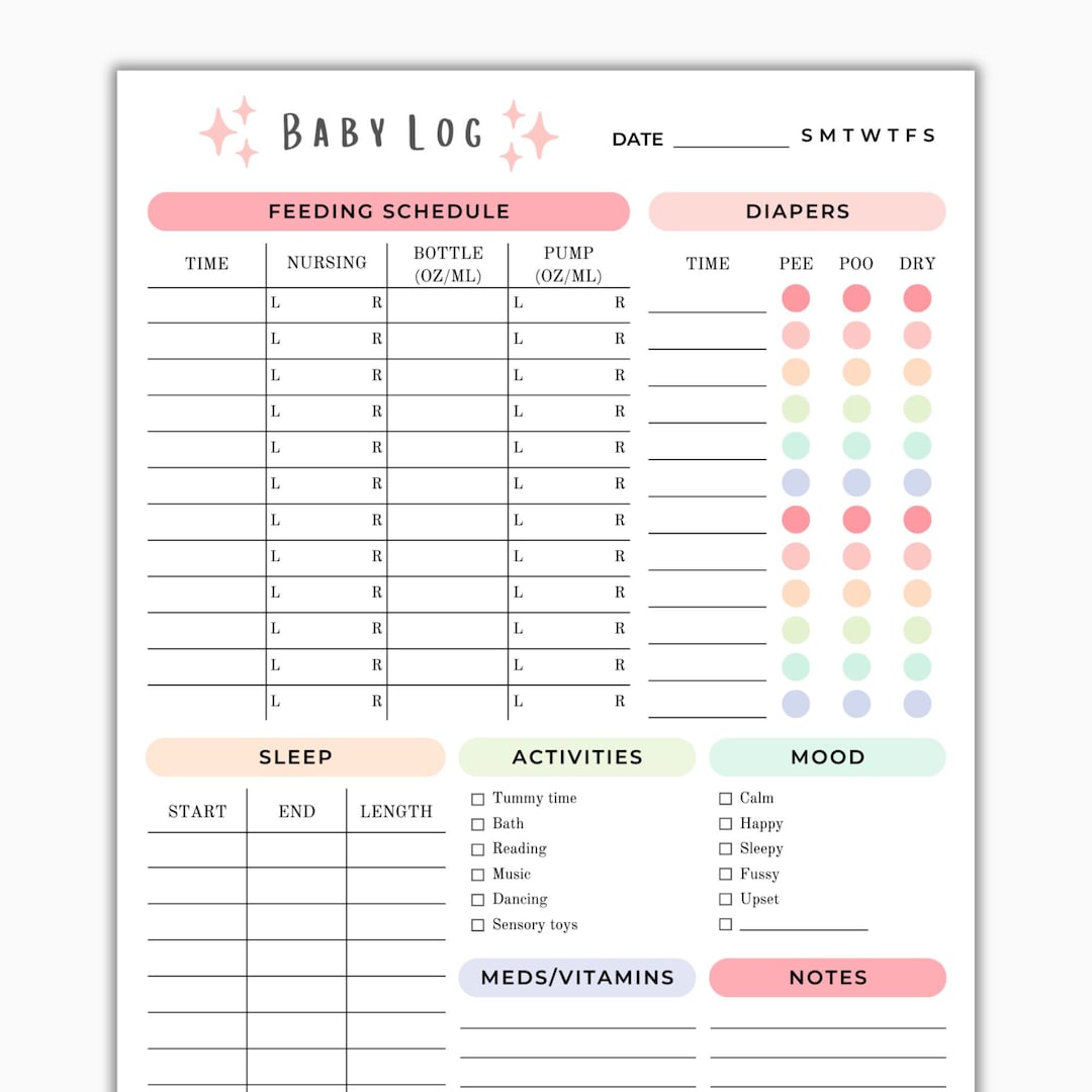 Baby Daily Tracker | Newborn Care Log for Breastfeeding, Diaper Changes ...