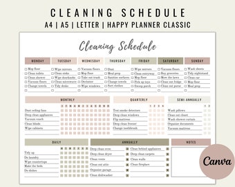 Editable Cleaning Schedule Canva | Printable Planner Checklist ...