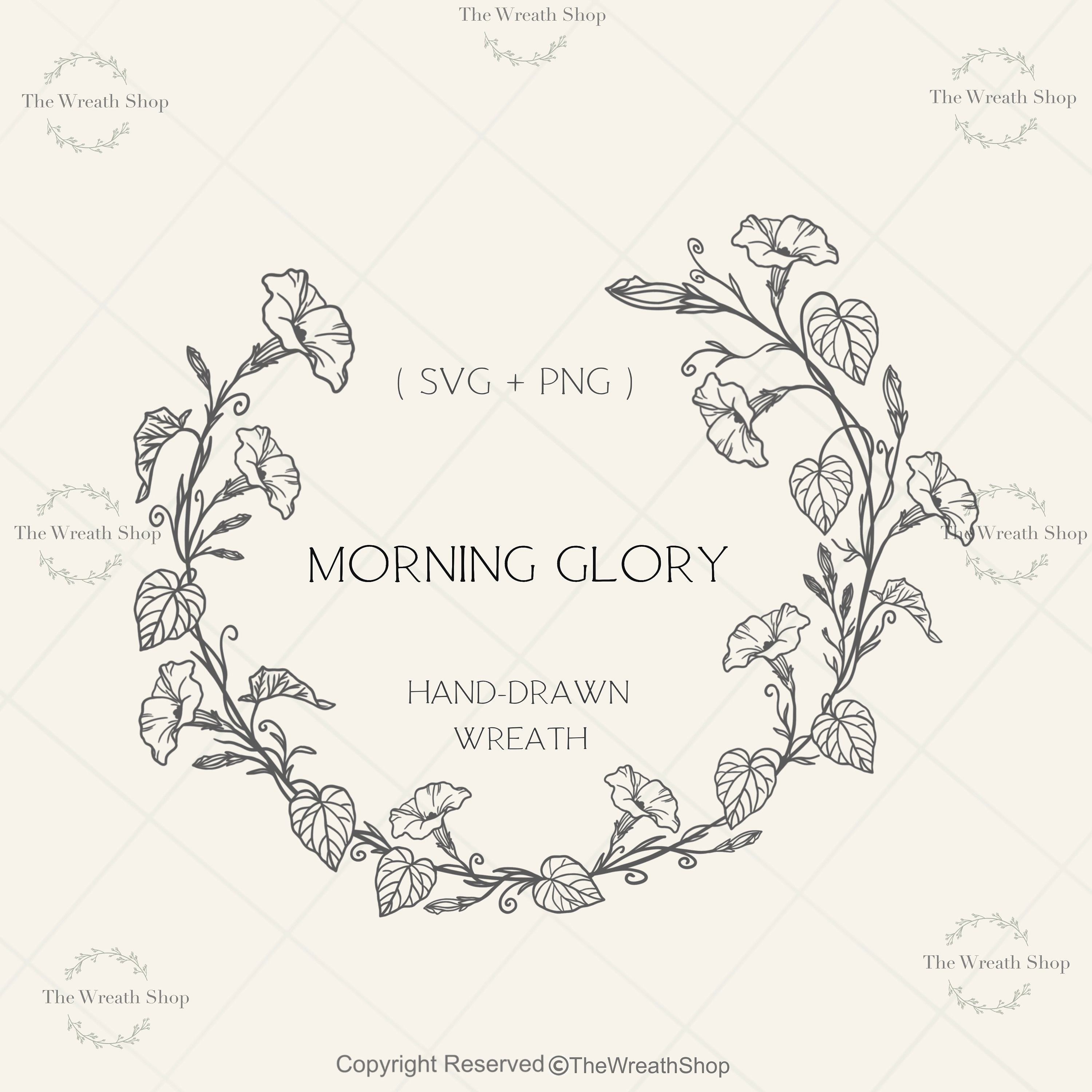 Floral Wreath SVG Morning Glory Svg Flower Svg Wreath Svg - Etsy
