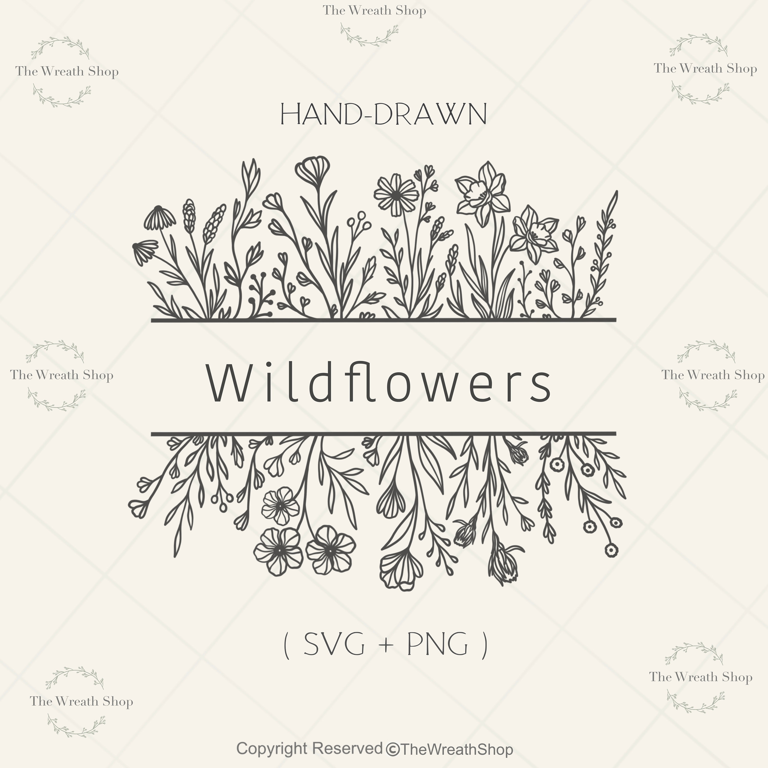 Floral Border Svg Floral Frame Svg Wildflower Svg Split - Etsy India