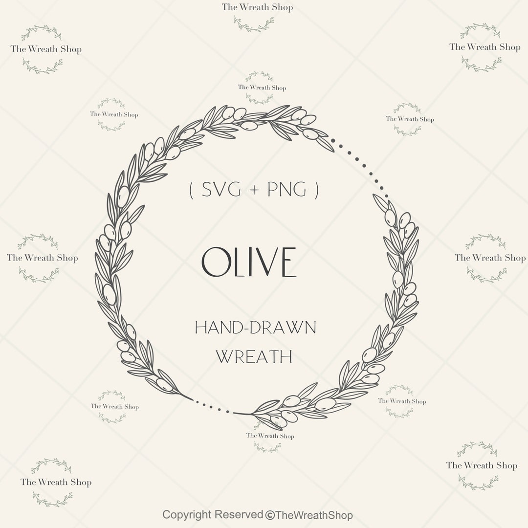 Olijfkrans SVG Krans SVG Botanische Svg Olijftak Svg Bruiloft svg Olijf ...