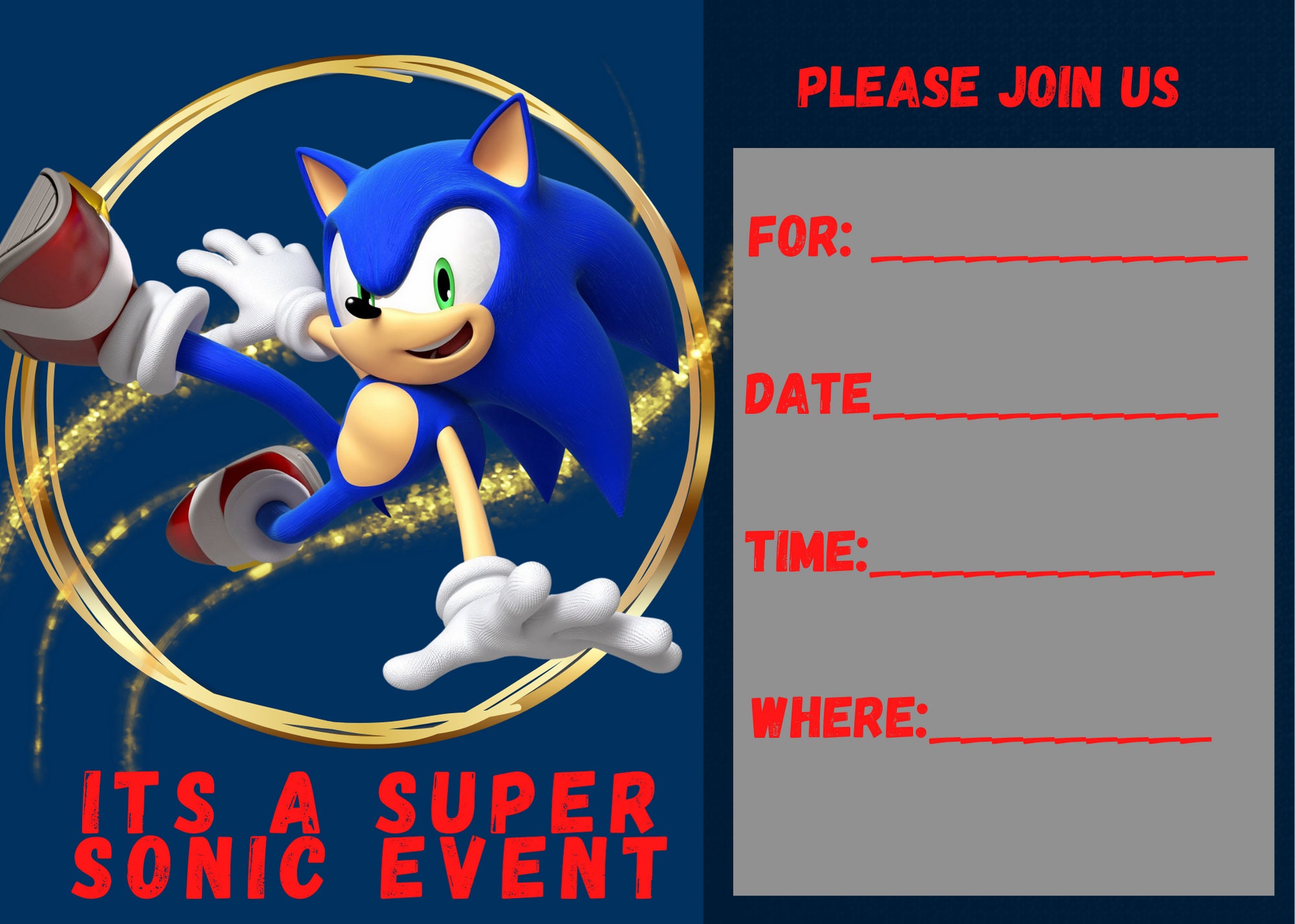 Invitación de cumpleaños de Sonic: editable o completa - Etsy España